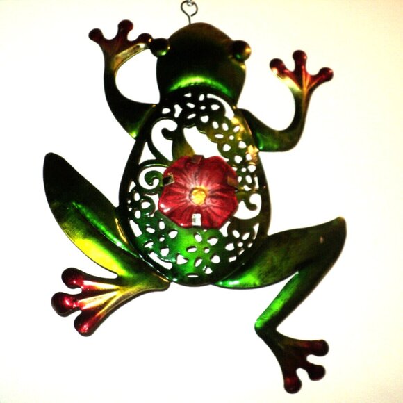 Accents | Frog Wall Decor Garden Hanging Tin Metal 13 14 H X 1 W Green ...